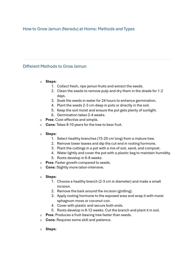 How To Grow Jamun (Neredu) at Home - Methods and Types | PDF | Grafting ...