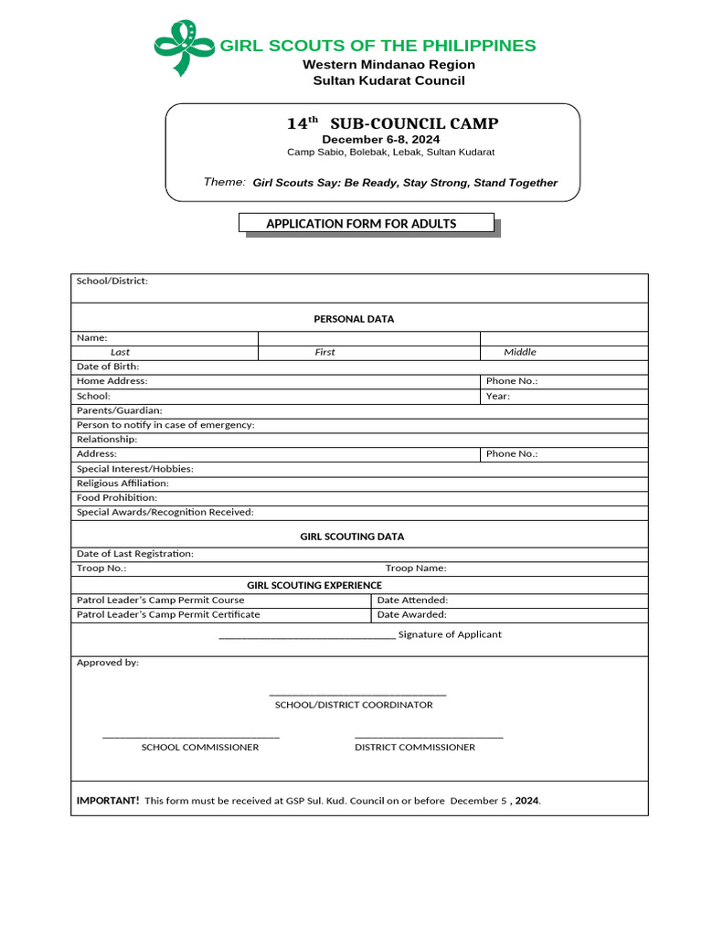 Application Adult 2024 | PDF