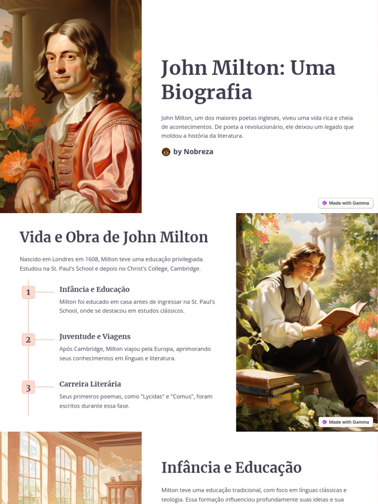 Biografia de John Milton: Vida e Legado | PDF | John Milton | Paraíso ...