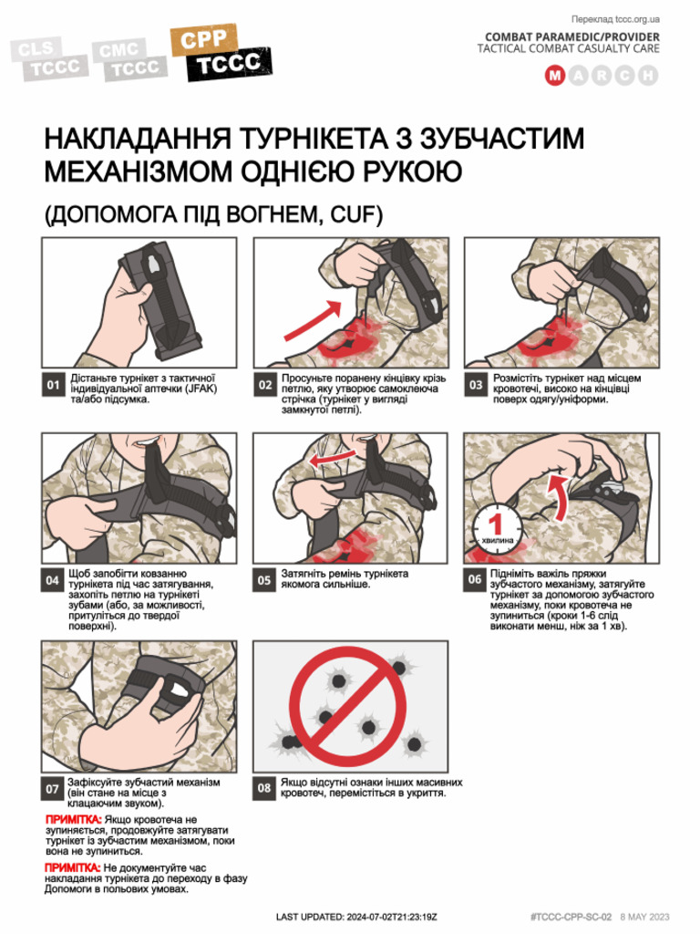 Tccc Cpp Skill Card 1 One Handed Ratchet Tourniquet Ua | PDF