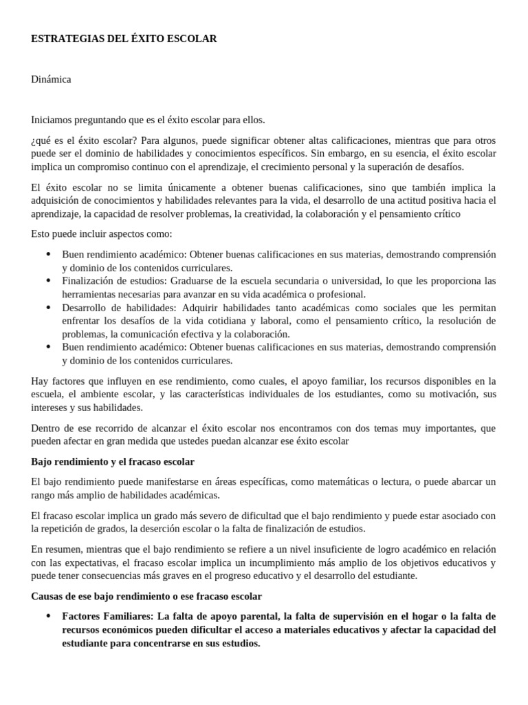 Estrategias para el Éxito Escolar | PDF | Salud mental | Aprendizaje