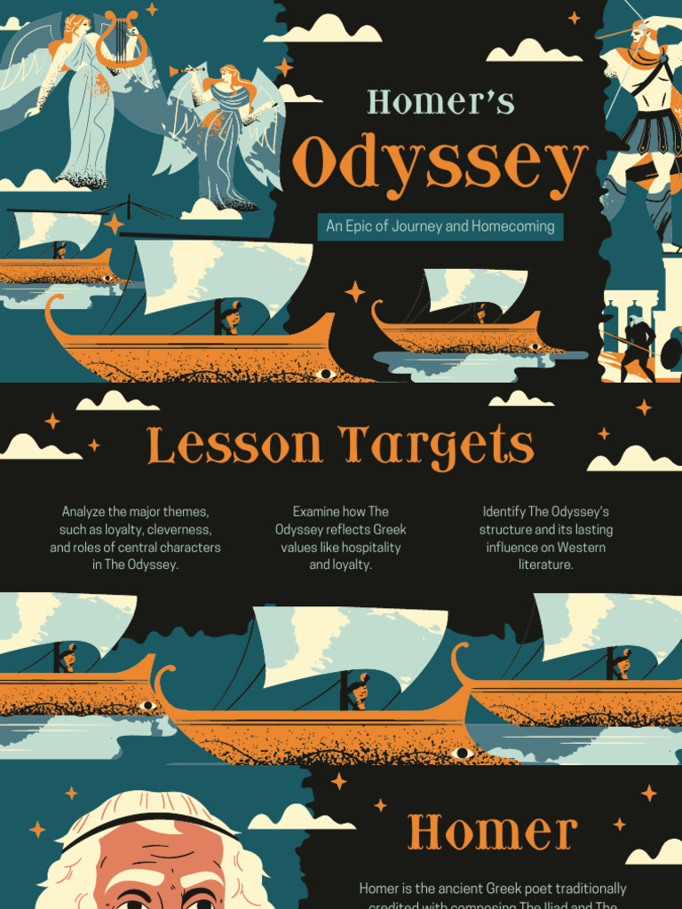 Greek Mythology Homer's The Odyssey ELA Presentation in Black, Blue ...