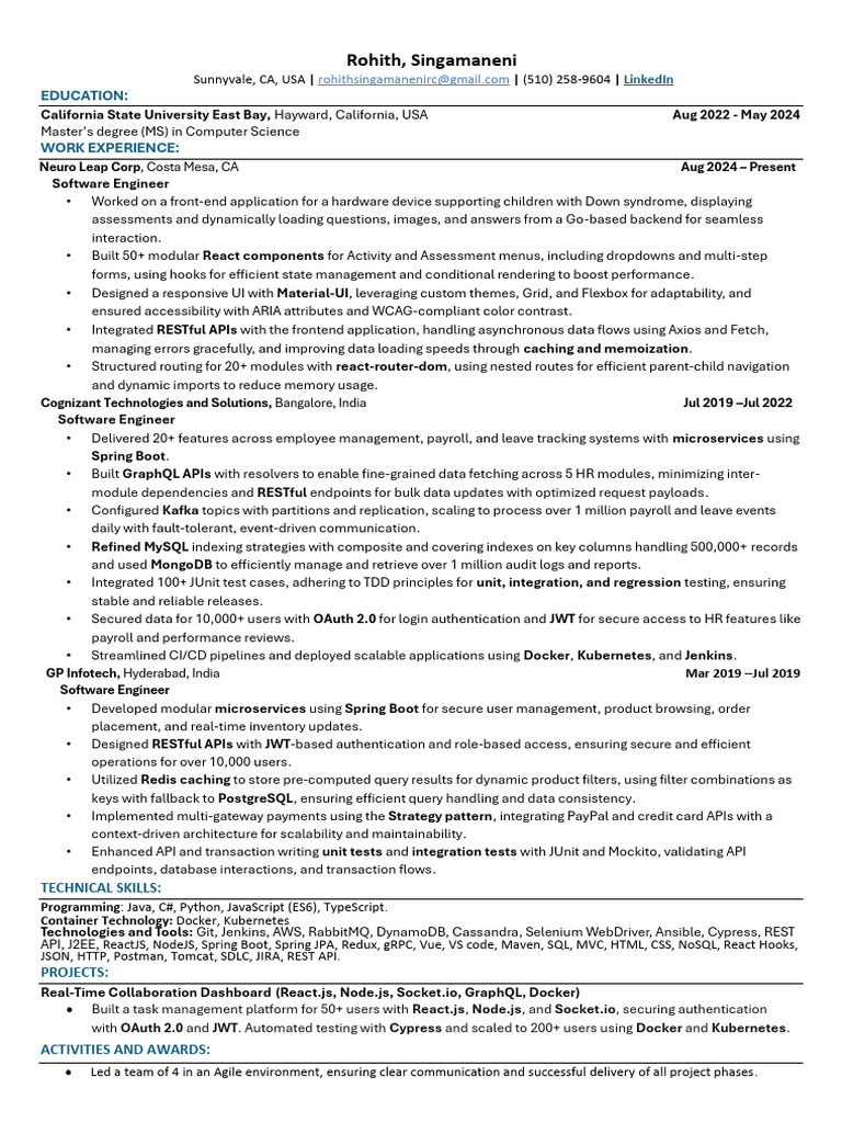 Rohith_Resume | PDF | Information Technology | Computing