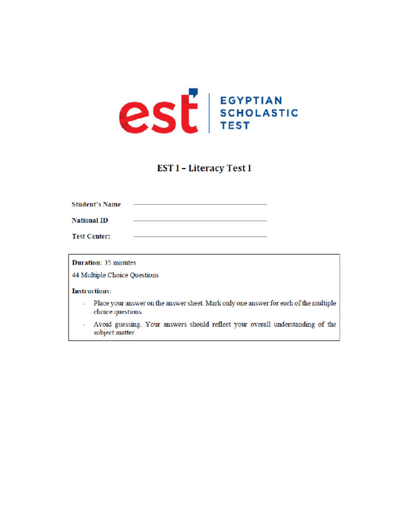 Test 11 - Literacy 1 | PDF