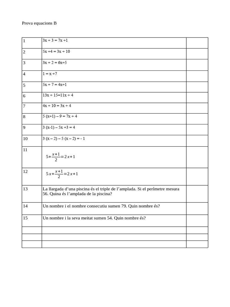 Prova Equacions B | PDF