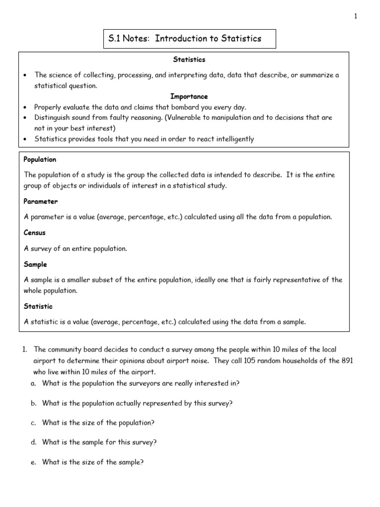 S.1 Notes Melanie Bulseco | PDF | Experiment | Sampling (Statistics)
