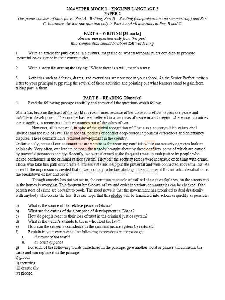 2024 Super Mock 2 English Language 2 | PDF