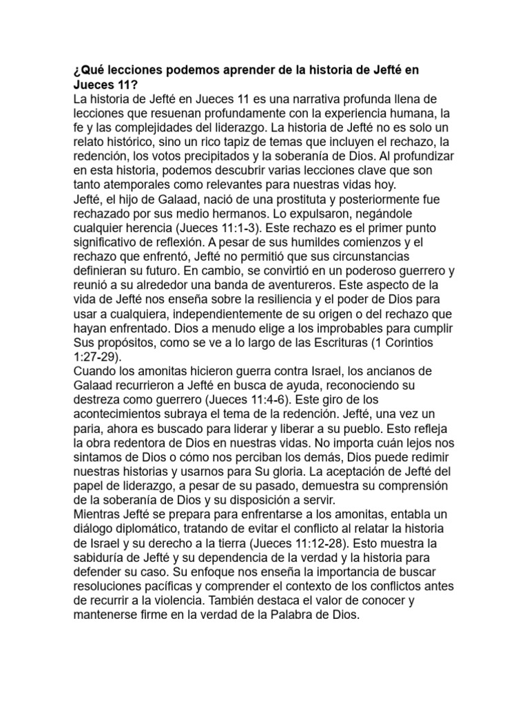 Lecciones de la historia de Jefté | PDF | Pecado | Dios