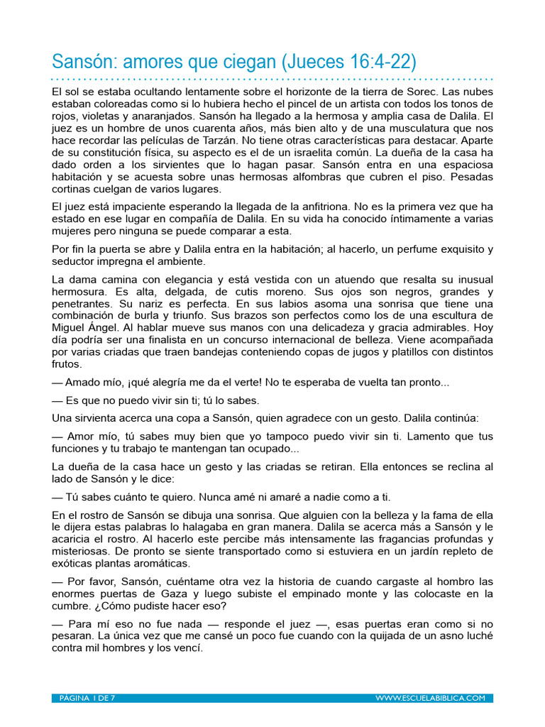 Amores que ciegan: Sansón y Dalila | PDF | Sansón | Dalila