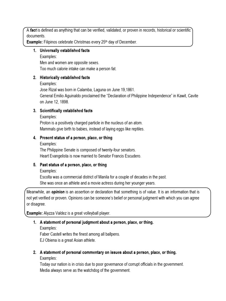 Fact and Opinion Lecture | PDF