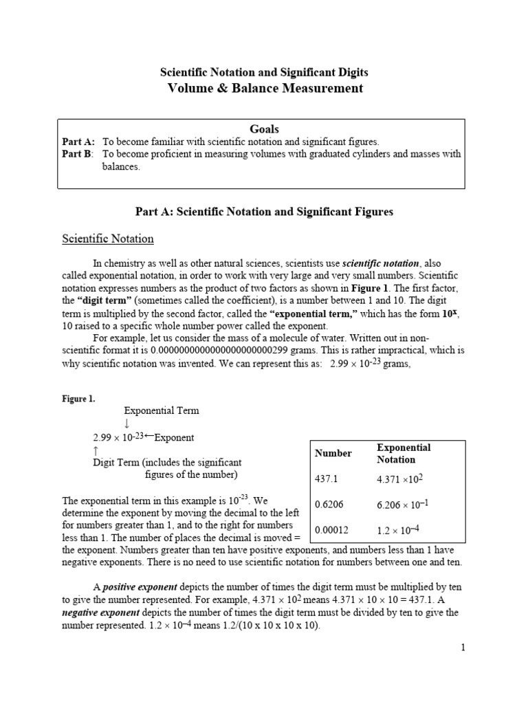Fall 2020 CHE 121L Lab 1 Scientific Notation Sig Fig | PDF | Significant Figures | Metrology
