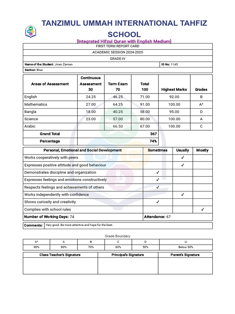 Grade IV Blue - Gradebook - EximusEdu-1 | PDF | Science | Disciplines