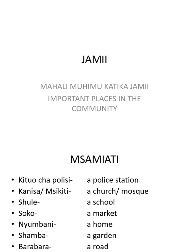 JAMII S1 KISWAHILI NOTES | PDF