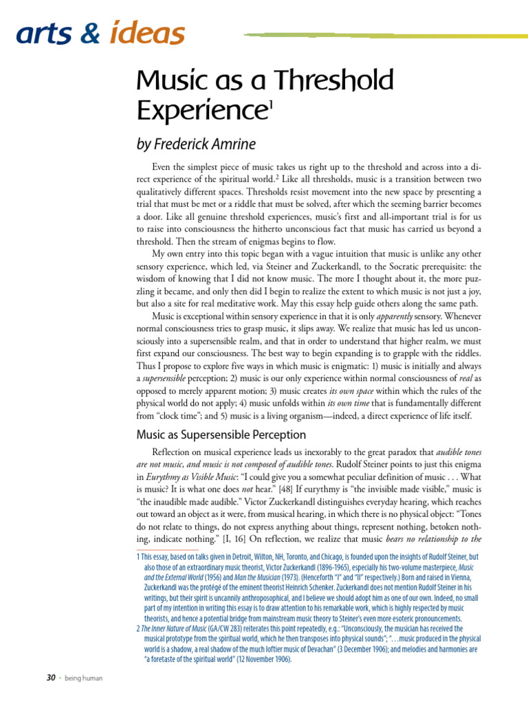 bh9 Amrine Music Threshold Experience | PDF | Experience | Rudolf Steiner