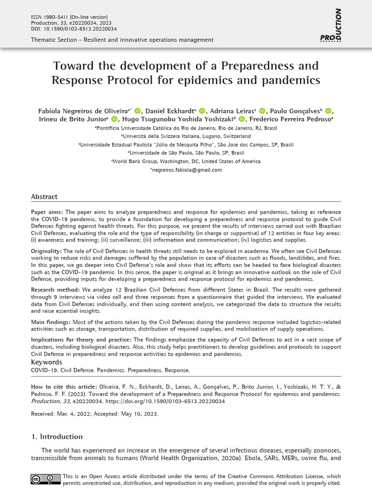 Toward The Development of A Preparedness and Respo | PDF | Emergency Management | Pandemic