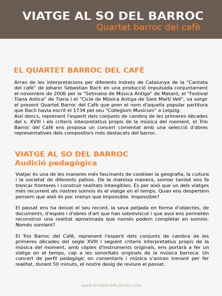 TBC - Dossier Viatge Al So Del Barroc | PDF