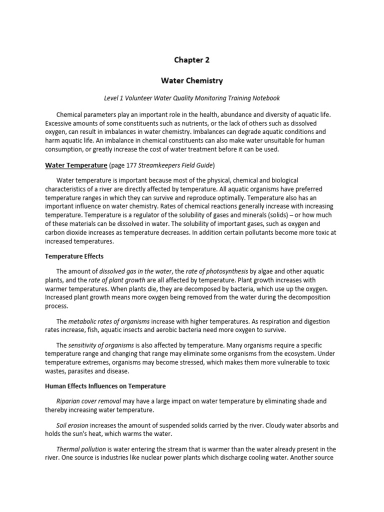 Understanding Water Chemistry Basics | PDF | Water | Oxygen