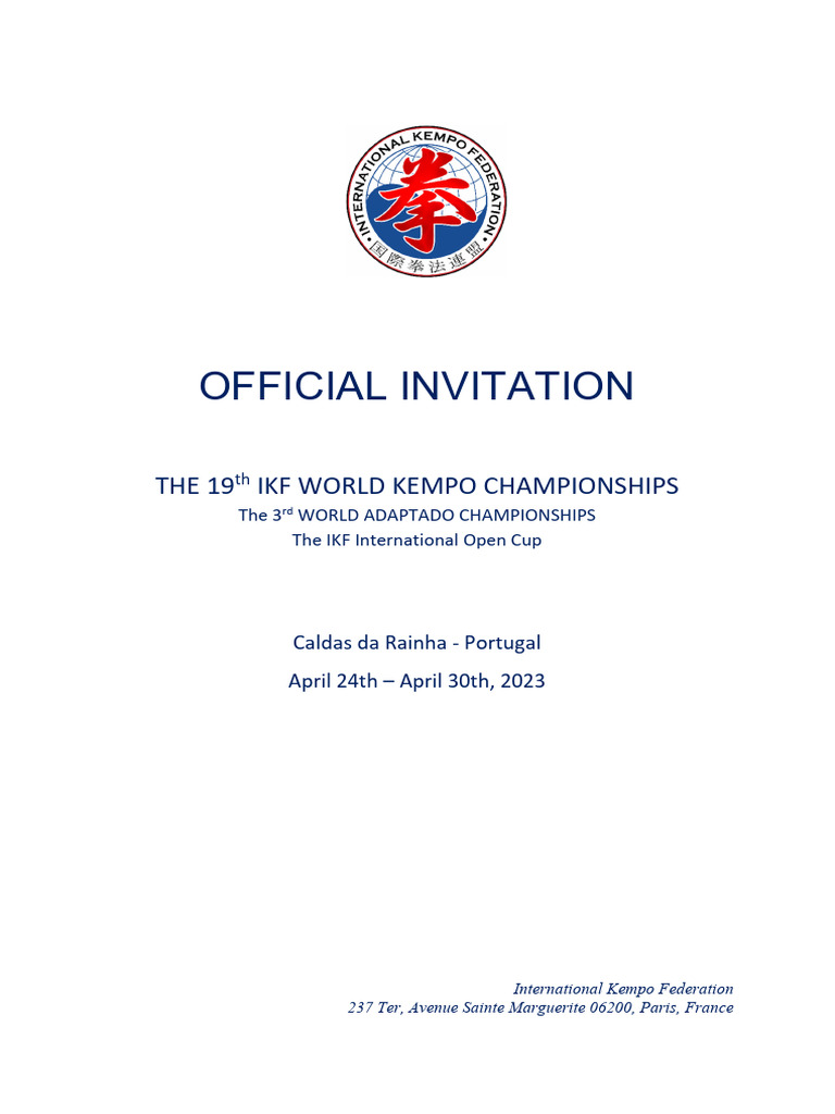 IKF World Kempo Championships & Open Cup 2023 | PDF | Mixed Martial Arts | Karate