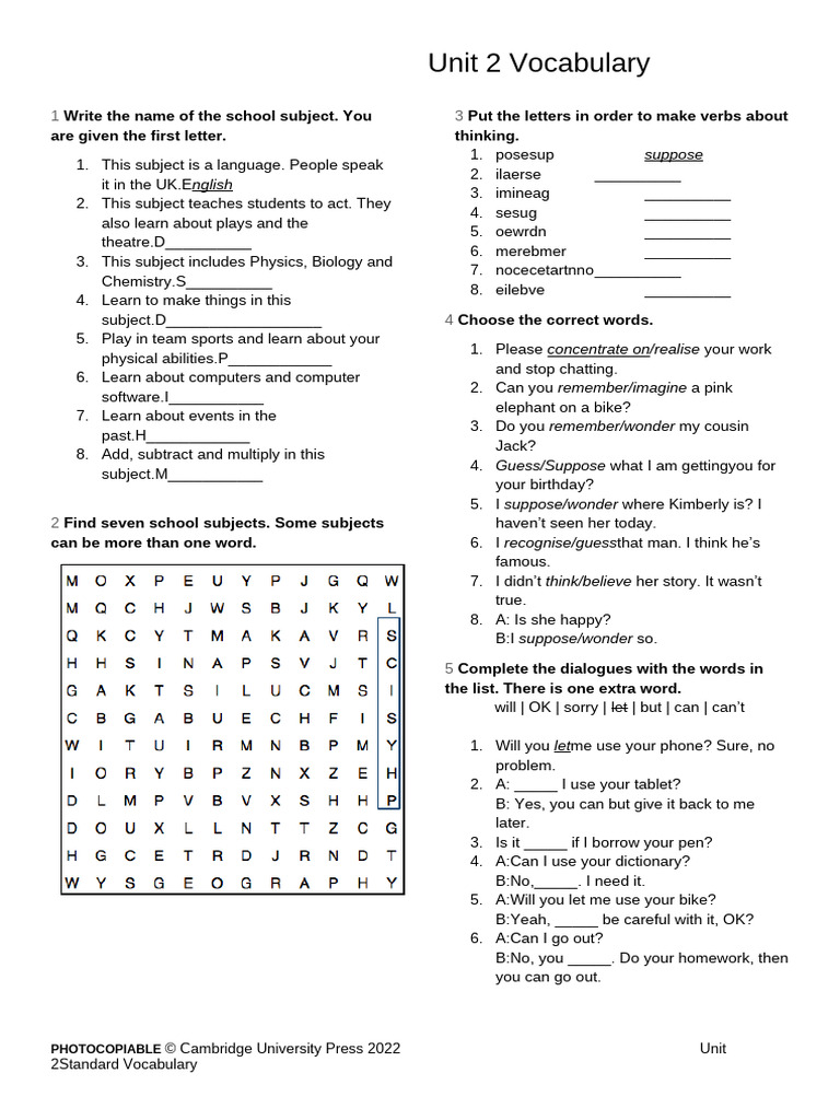 10 Worksheet Unit 2 Vocabulary 1 | PDF | Human Communication | Linguistics