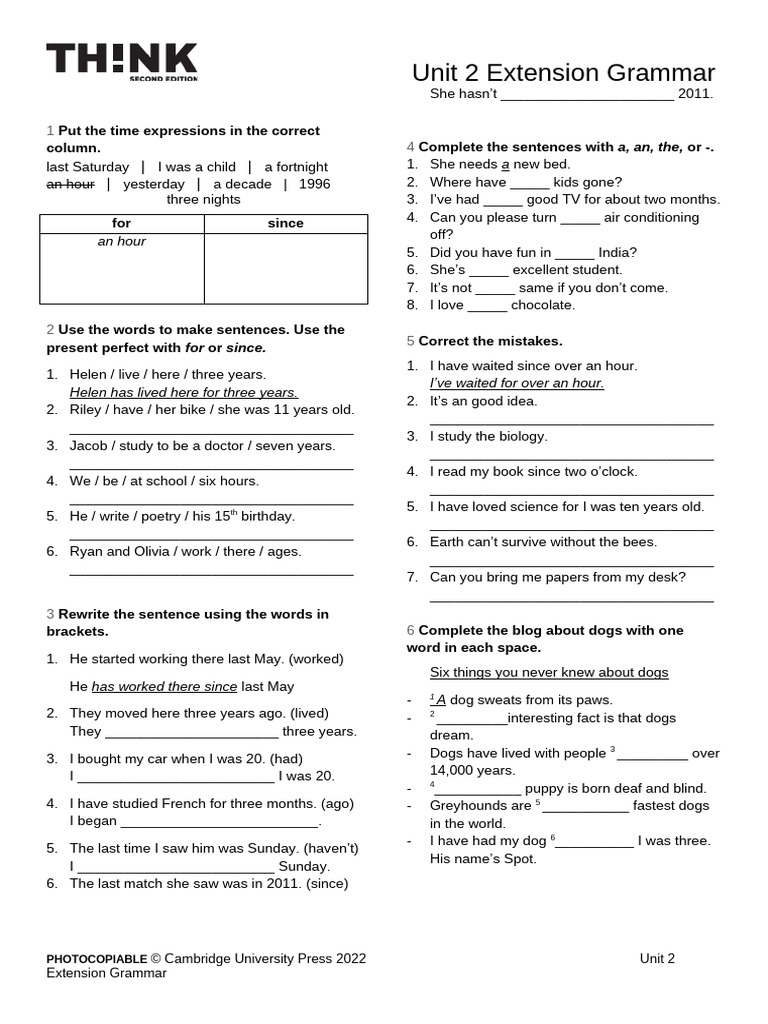 Grammar Exercises for Time Expressions | PDF