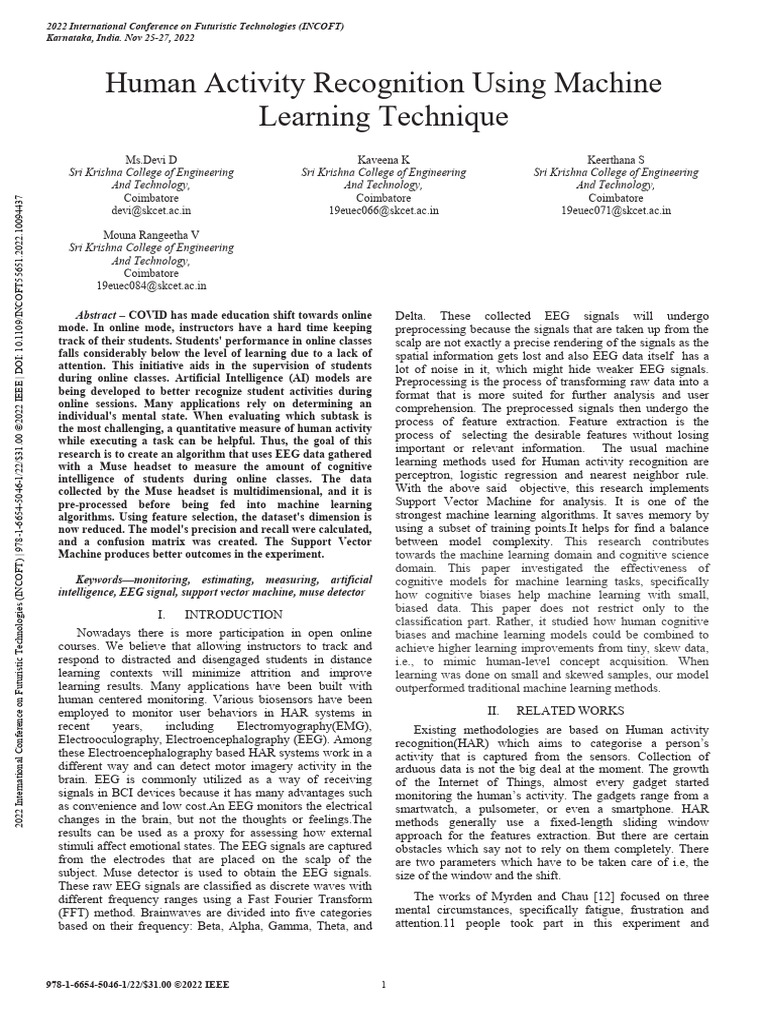 D Devi Human Activity Recognition Using Machine | PDF | Machine ...