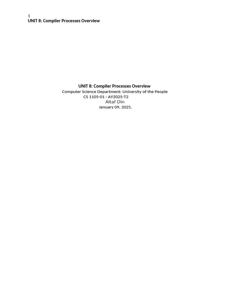 UNIT 8 - Compiler Processes Overview | PDF | Assembly Language ...