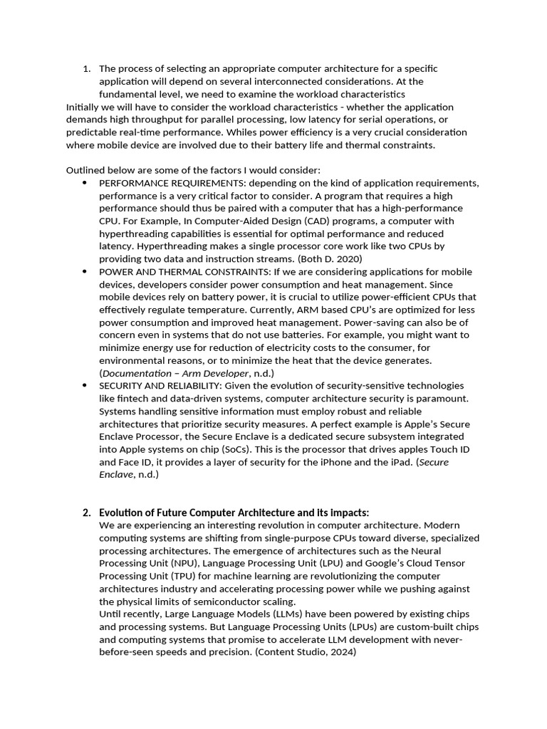 Choosing the Right Computer Architecture | PDF | Central Processing ...