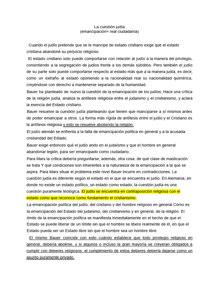 Emancipación Judía y Crítica Religiosa | PDF | Derechos humanos ...