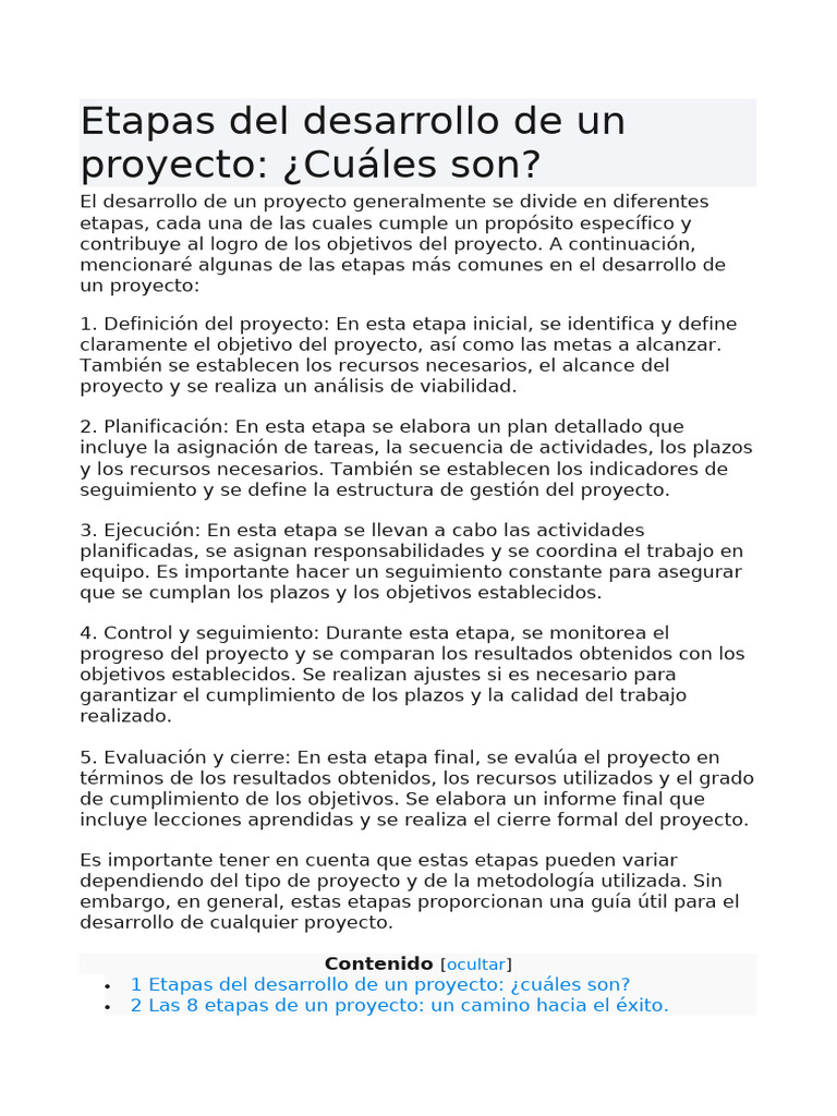 Etapas Del Desarrollo de Un Proyecto FINCA VISTA HERMOSA | PDF ...