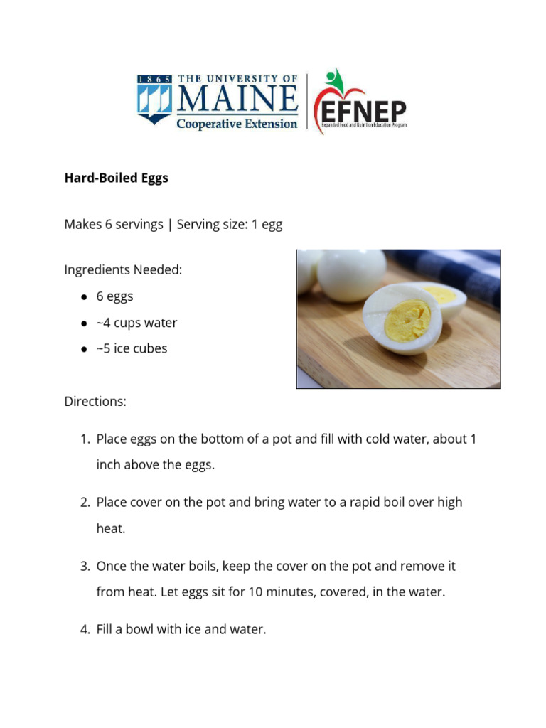 Hard Boiled Eggs Mainely Dish Recipe Sheet | PDF