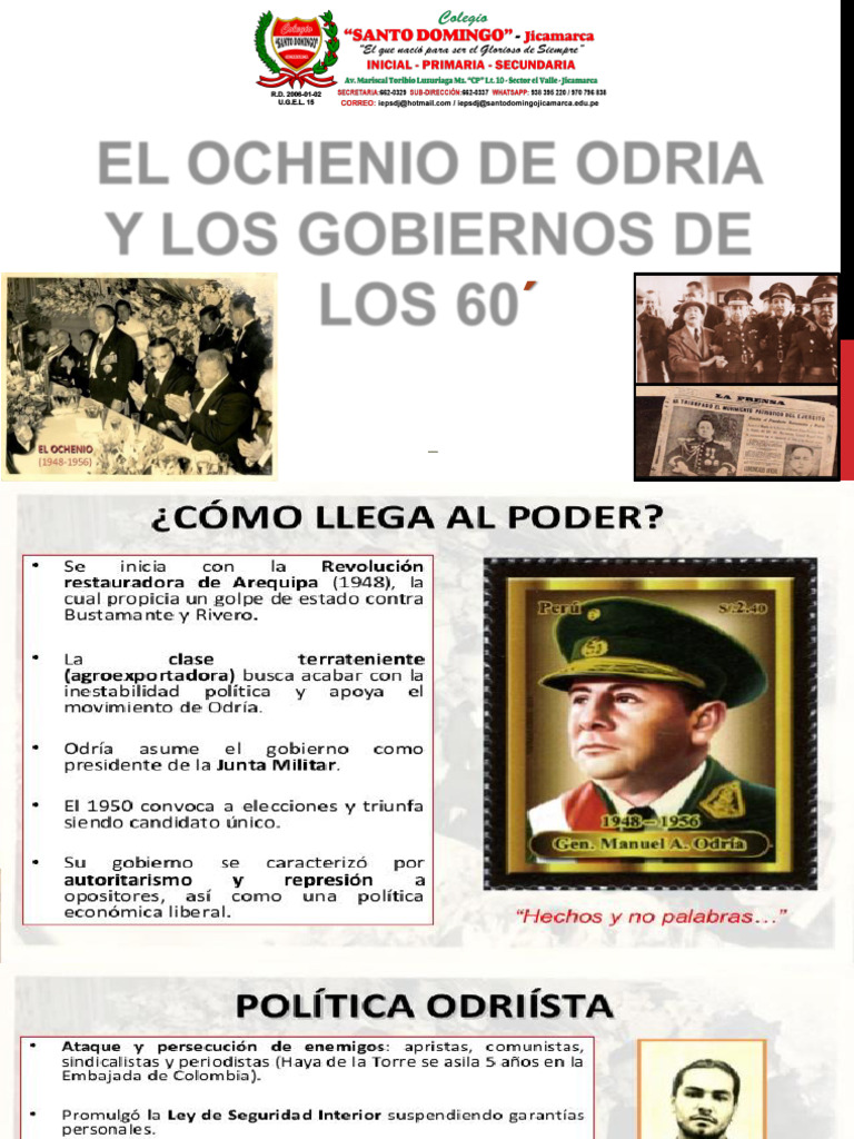 Tema 2 - El Ochenio de Odria y Los Gobiernos de Los 60 - Historia 6º Ivb | PDF | Gobierno ...
