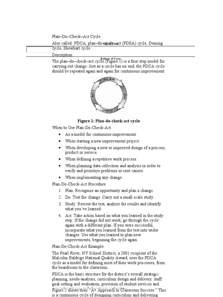Pdca Cycle | PDF | Quality Of Life | Cognition