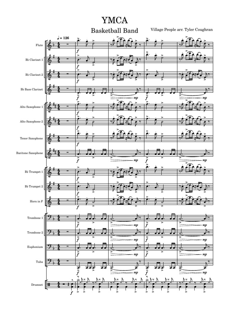 YMCA Band Arrangement | PDF | Woodwind Instruments | Music Technology