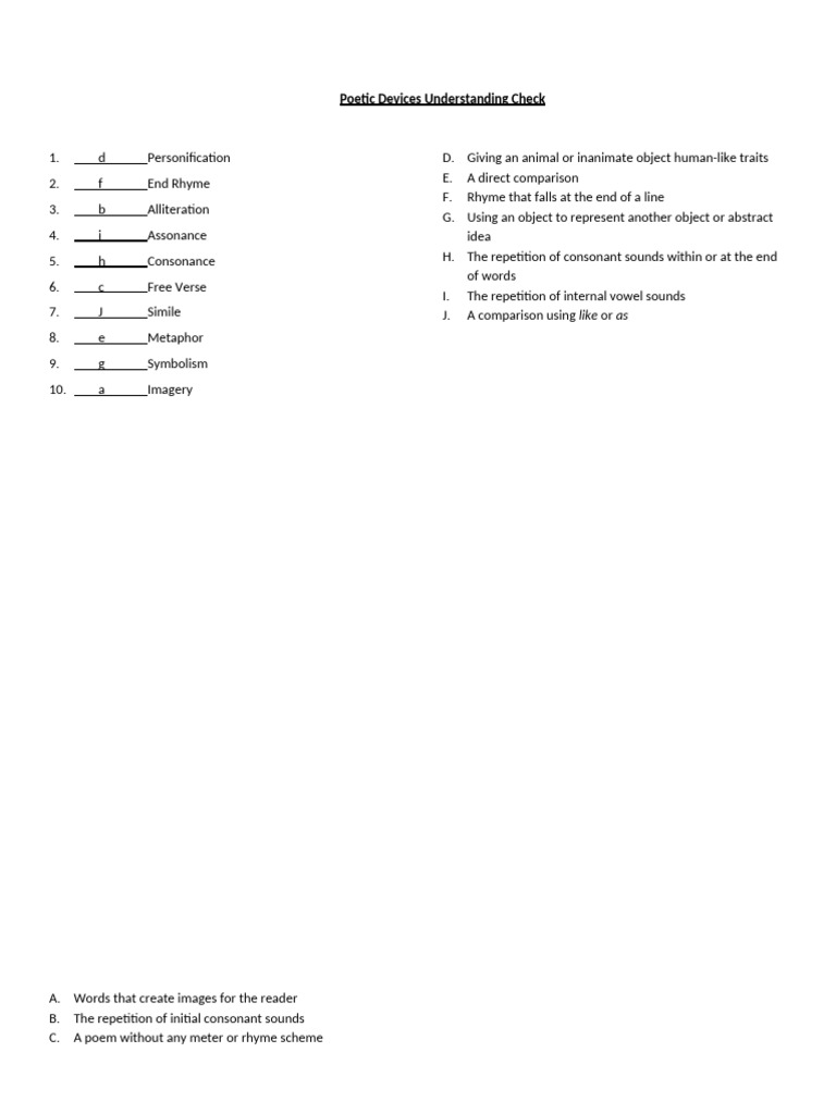 Poetic Devices Definitions Guide | PDF