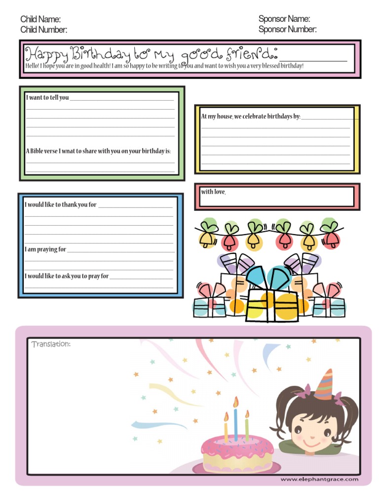 Letter Template Birthday | PDF