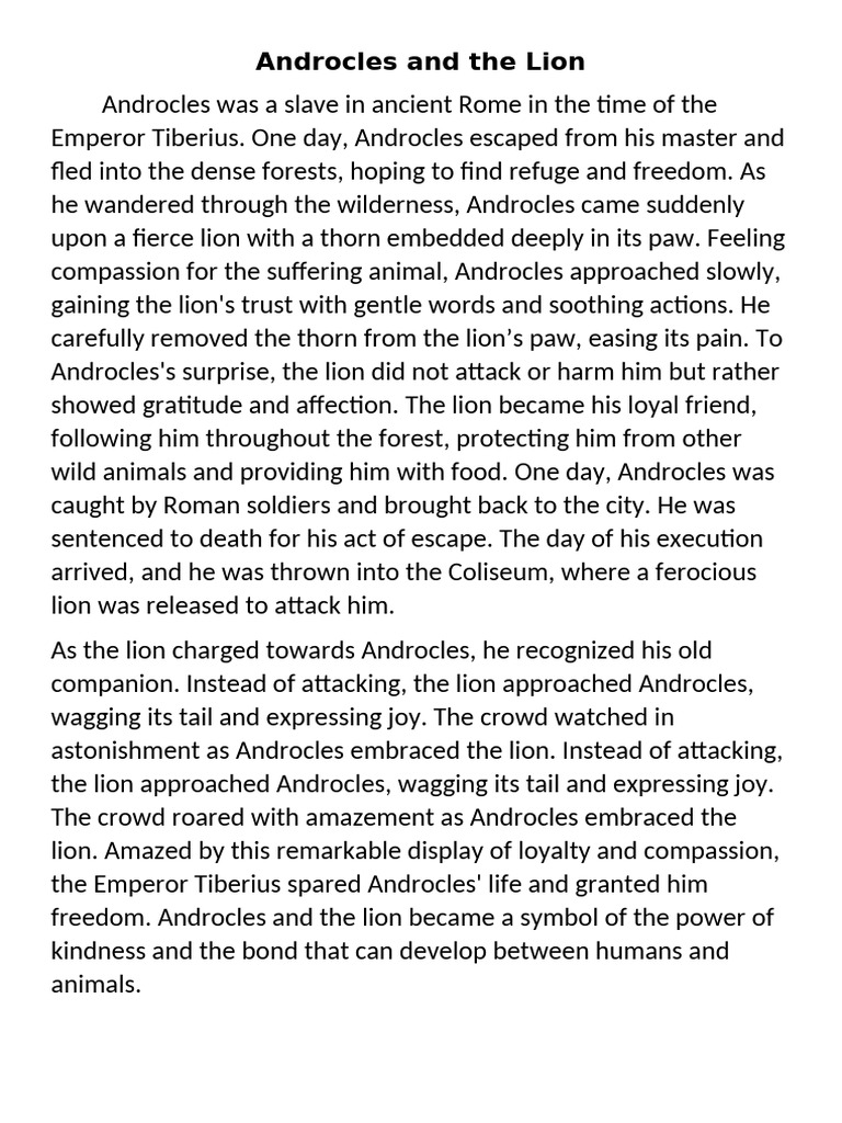 Androcles and The Lion | PDF