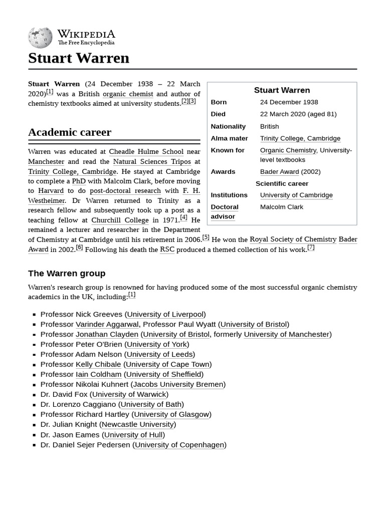Stuart_Warren | PDF | Organic Chemistry | Chemistry