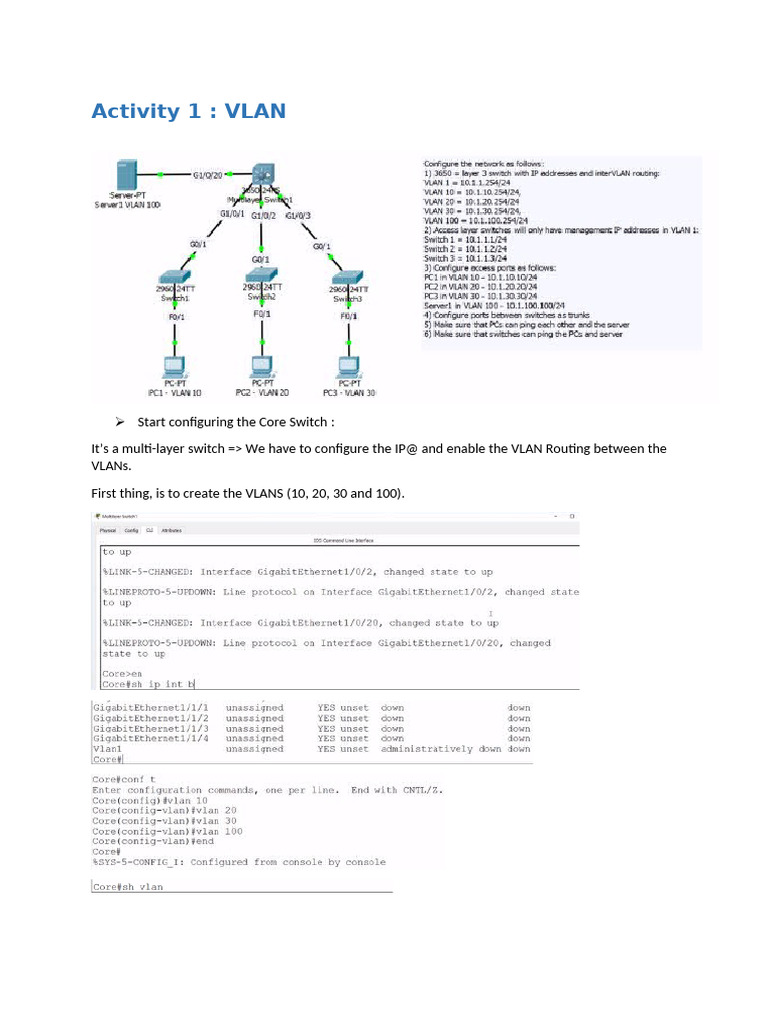 TP Basic VLAN | PDF | Telecommunications | Computer Networking