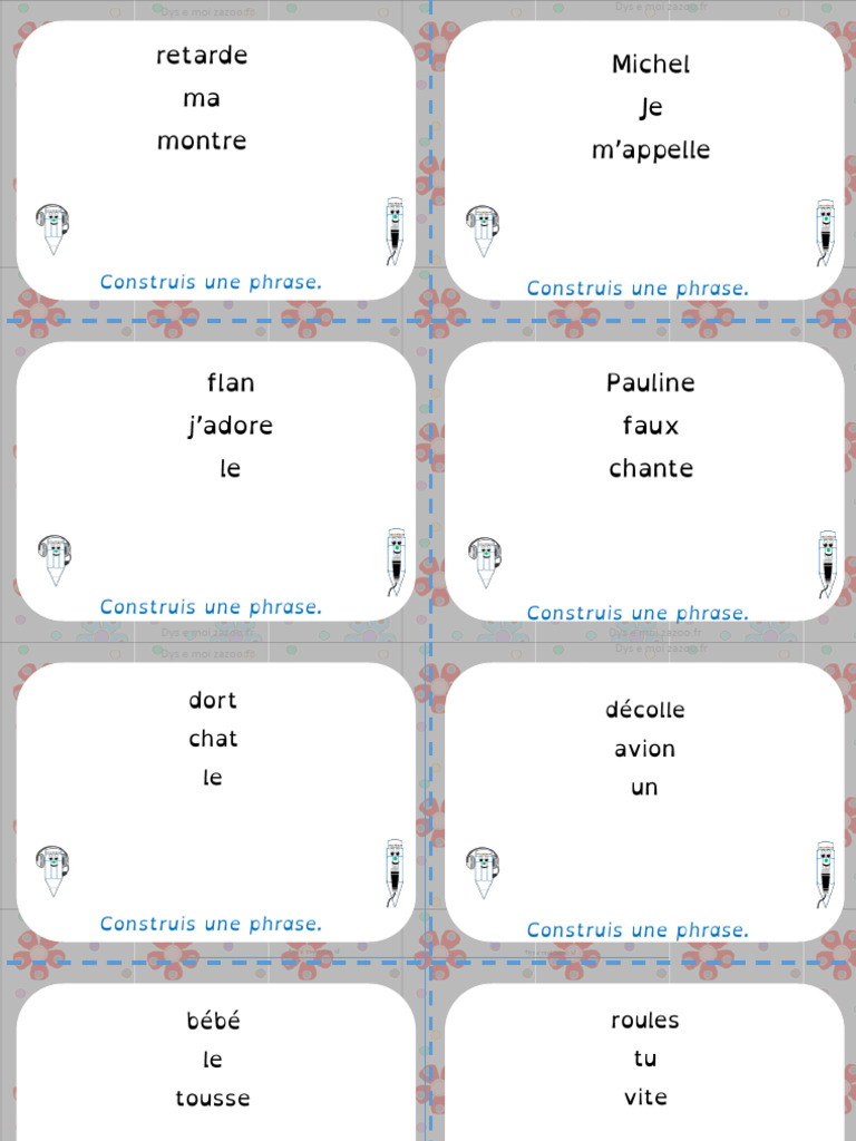 Flexibilité Phrase Ordre Attention Jeu | PDF