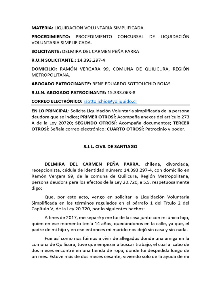 Liquidación Simplificada: Solicitud | PDF | Liquidación | Propiedad