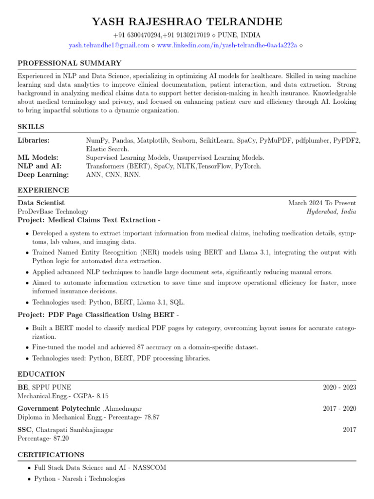 Yash_cv | PDF | Artificial Intelligence | Intelligence (AI) & Semantics