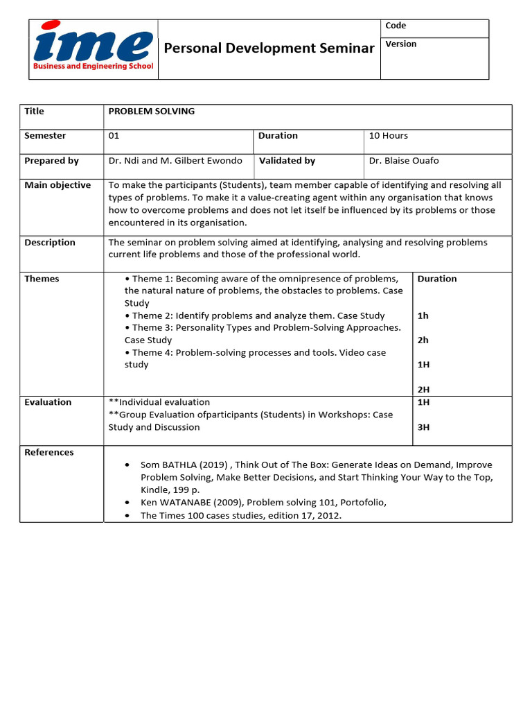 Problem Syllabus | PDF