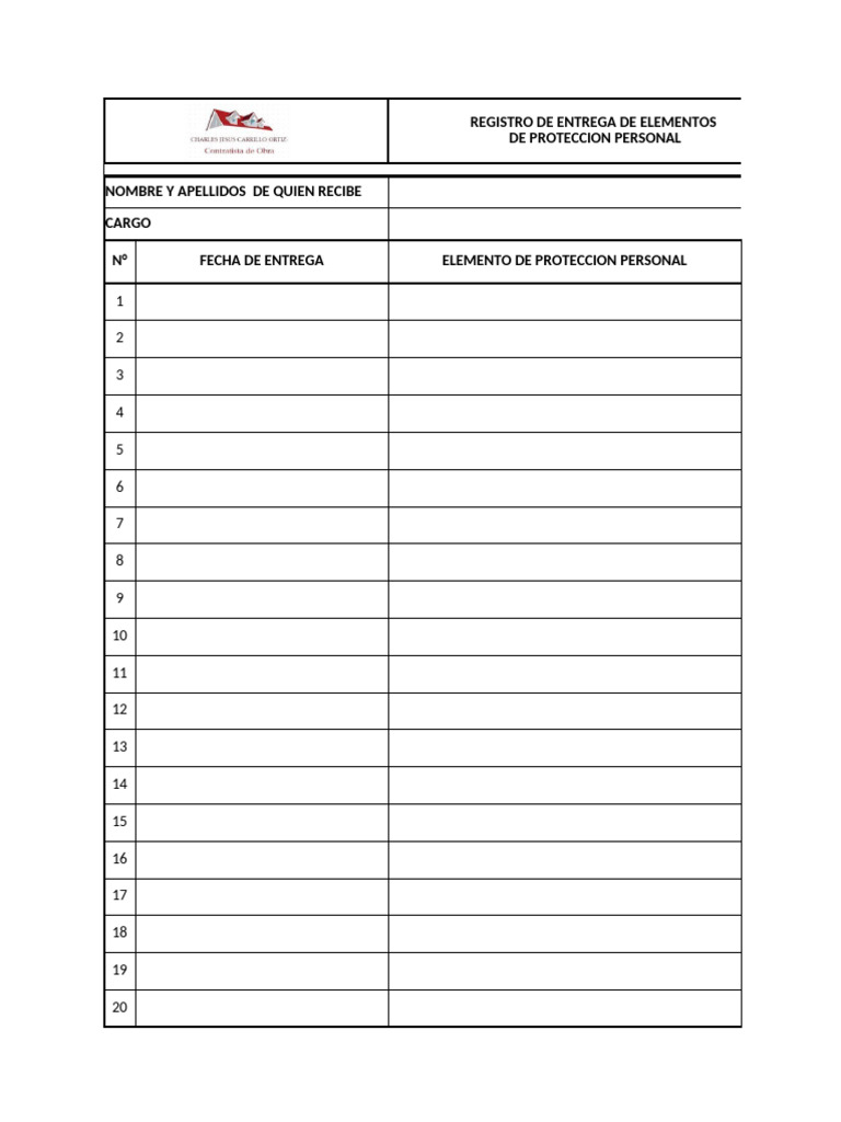 REGISTRO ENTREGA DE EPP | PDF