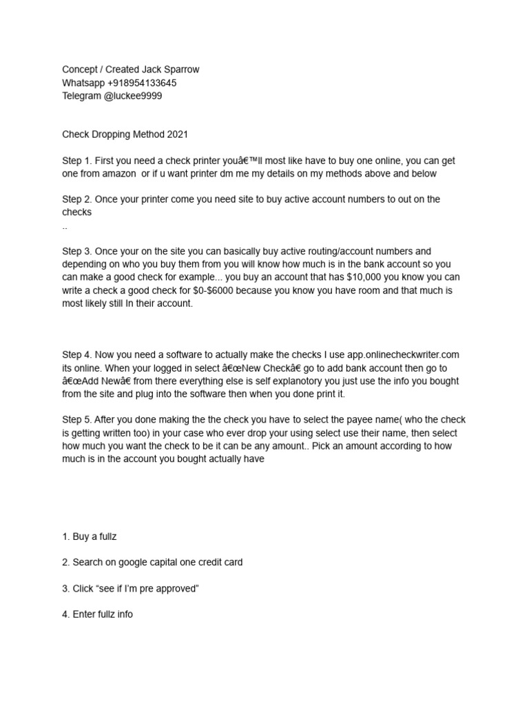 Cheque drop method 2021 | PDF