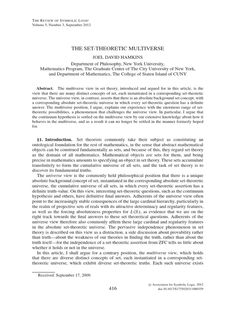 set theoretic multiverse | PDF | Geometry | Model Theory