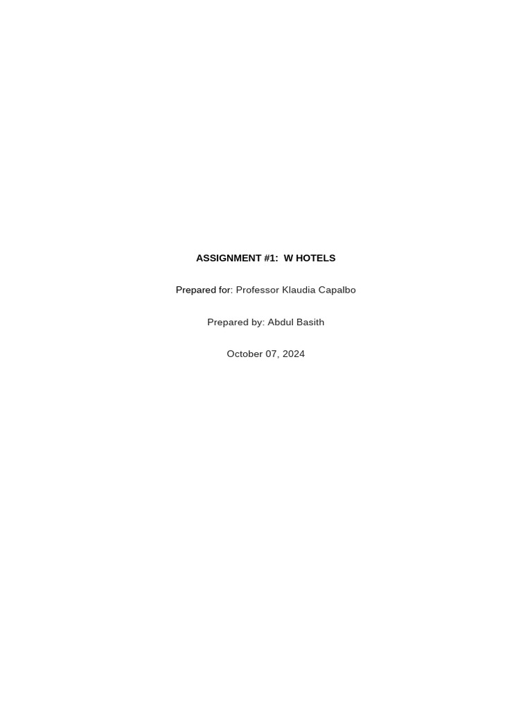 My Assignment 1 | PDF | Marriott International | Hotel