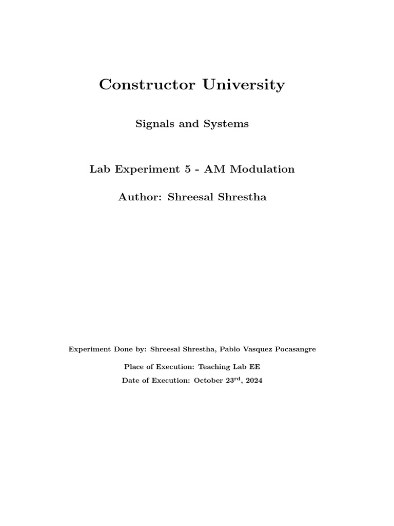 20241103-sigsys-exp5-p56-shrestha-p | PDF | Frequency Modulation | Modulation