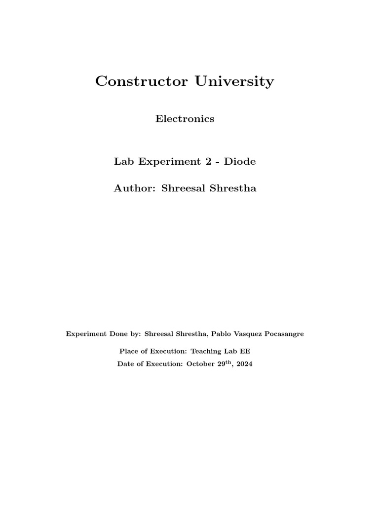 Electronics Lab Report 1 | PDF | Rectifier | Diode