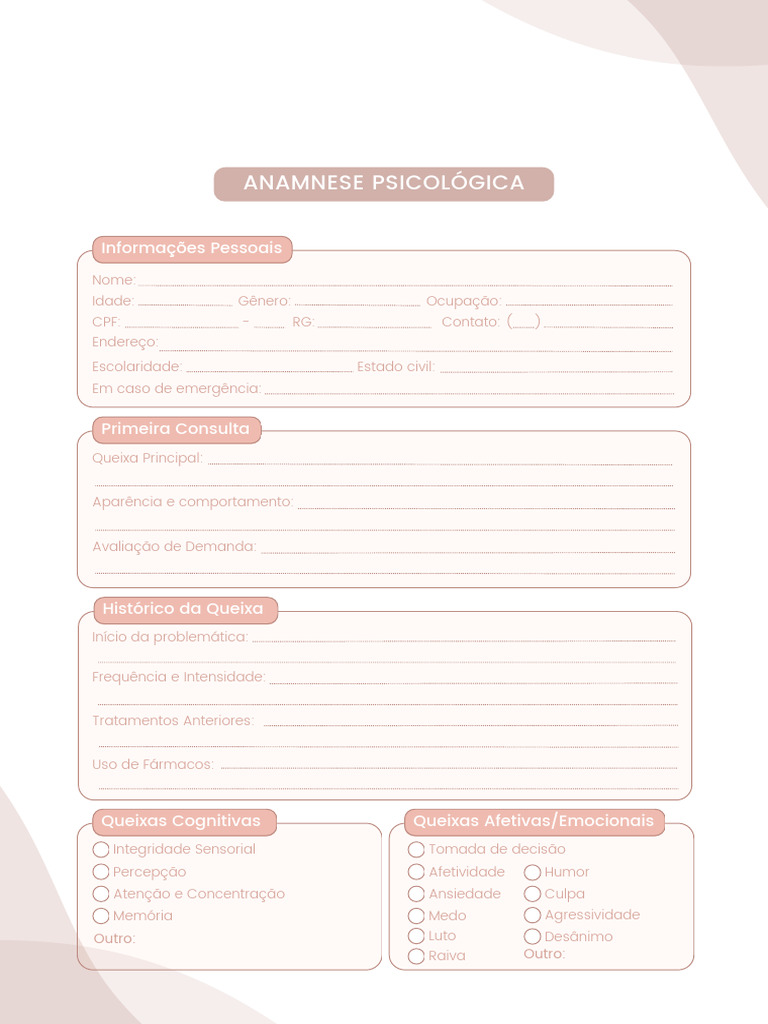 Ficha Anamnese Psicológica | PDF