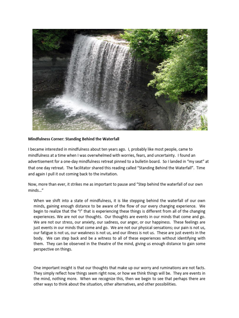 Mindfulness: Behind the Waterfall | PDF | Mindfulness | Thought